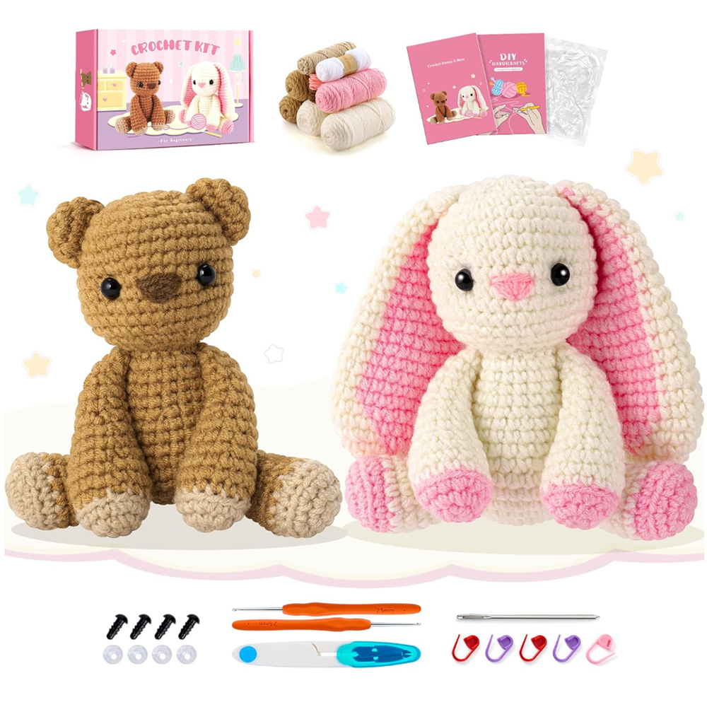 Bunny & Bear Crochet Kit – AlFakhri Sew Kuwait